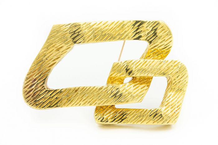 Rare & Unusual 18k Geometric Brooch By Wade