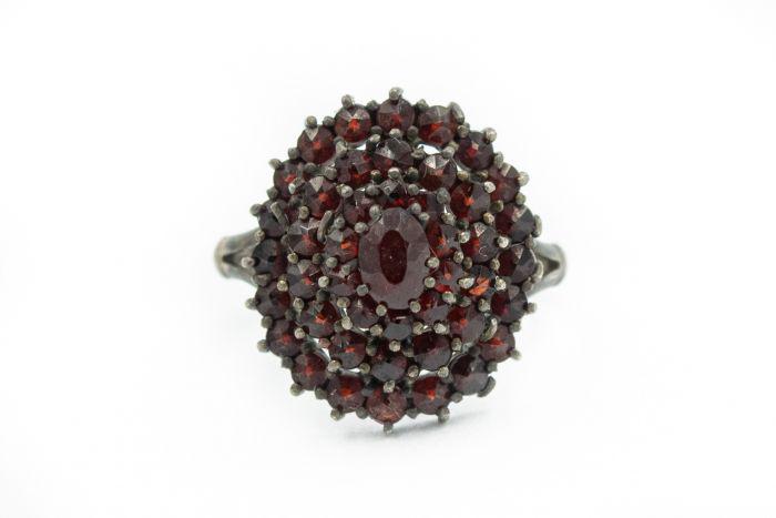 Victorian Austro Hungarian Silver And Garnet Ring