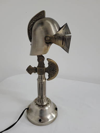 Vintage Knight In Shinny Armor Hatchet Helmet Desk Lamp Mid Century ...