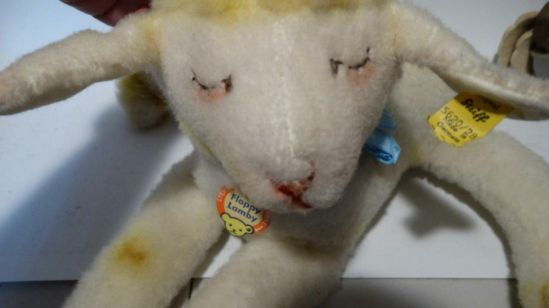 1968 STEIFF FLOPPY LAMBY WHITE LAMB 28CM 11"YELLOW TAG 5620/28 FULLY ...