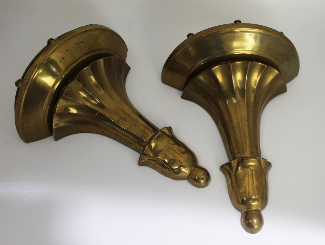 Pair Of Vintage Brass Wall Brackets