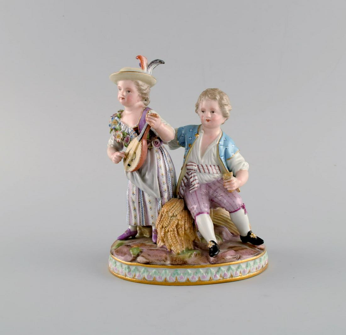 Antique Meissen Porcelain Figurine. Young Couple At Harvest Party. Late ...