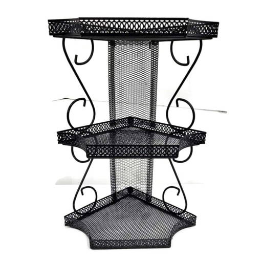 Mid Century Metal Corner 3 Tier Table Or Wall Shelf Atomic Mategot ...