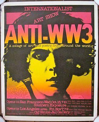 Original 1980 Protest Poster Anti Ww3 Art Show Cool Bright Artwork!!!