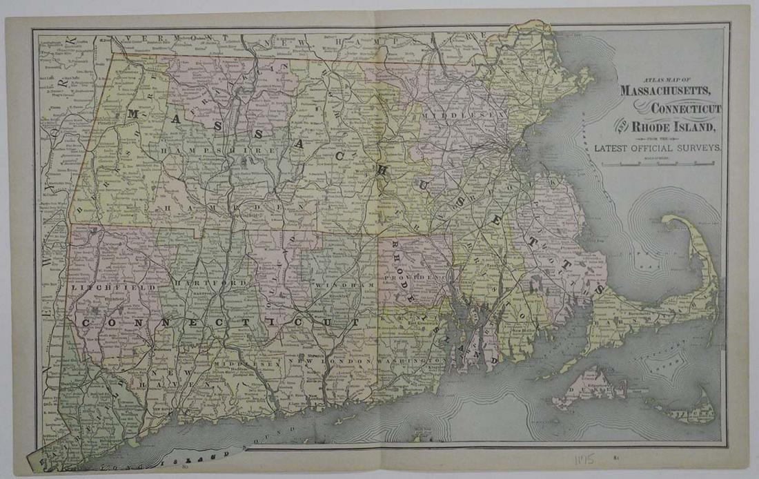 Atlas Map of Massachusetts, Connecticut and Rhode Island, - Sep 27 ...