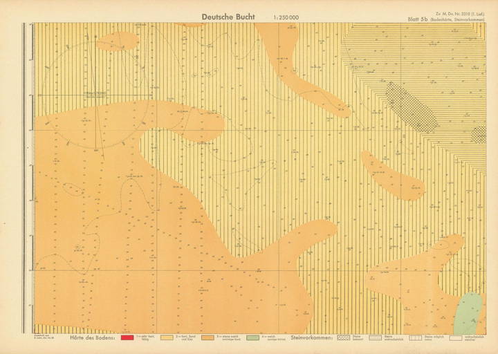 5b. German Bight Centre. North Sea. Kriegsmarine Nazi Map 1940 Old Vintage