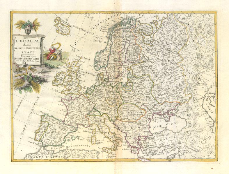 L'europa Divisa Ne'suoi Principali Stati. Europe. Zatta 1779 Old ...