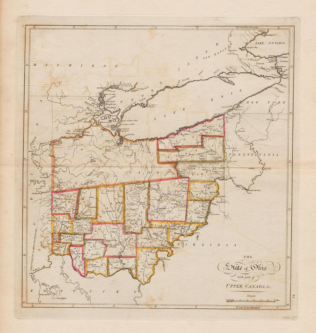 Extremely Scarce And Early Map Of Ohio, M. Carey 1814