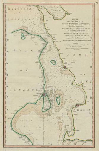 Chart Of The Straits Between Denmark & Sweden… Lous / Faden. Oresund ...