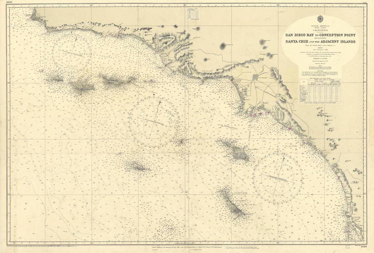 Southern California Bight Islands San Diego La Admiralty Chart 1885 ...
