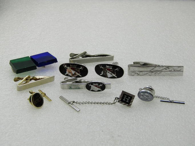 Vintage 9 Pc Cufflinks/clasp, Tack Pin Lot, Sterling Signed Steval ...