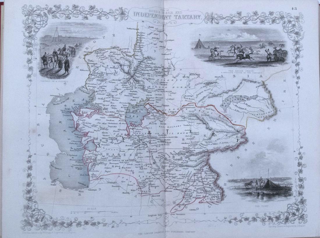 1851 Tallis Map Of Tartary Part Of Russia In Asia, And Independent Tartary