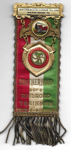 Railroad Memorabilia-Brotherhood of Railroad Trainmen Badge Ribbon ...