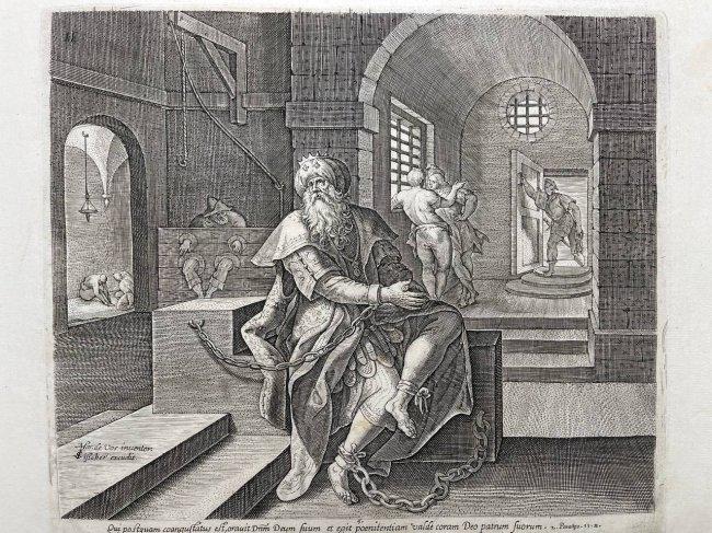 Maerten de Vos (1532 - 1603) - Antique Religious Print - Manasse in ...