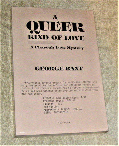 A Queer Kind Of Love By George Baxt (gay Black Nyc Detective)