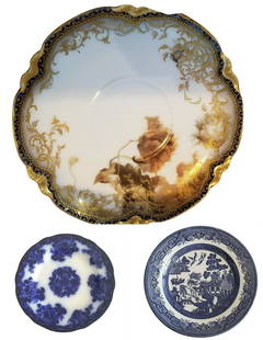Flow Blue Wheelock, England, Porcelain Plate