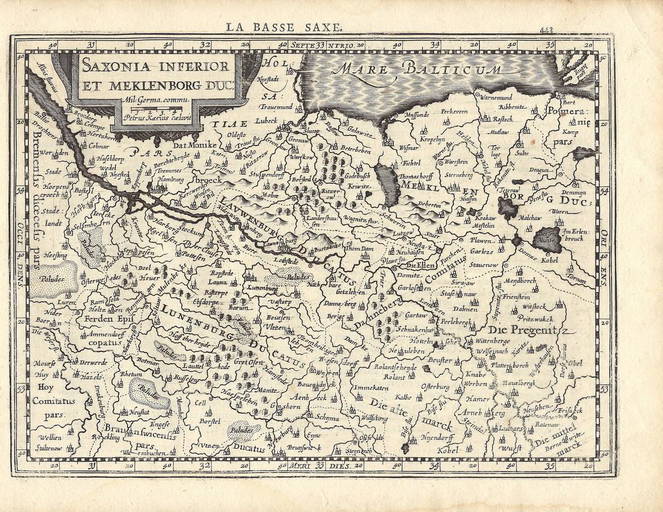 1630 Mercator Map Of Northern Germany Saxonia Inferior Et Meklenborg Duc:
