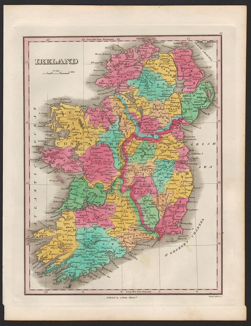 Beautiful Example Of 1833 Map Of Ireland By A. Finley