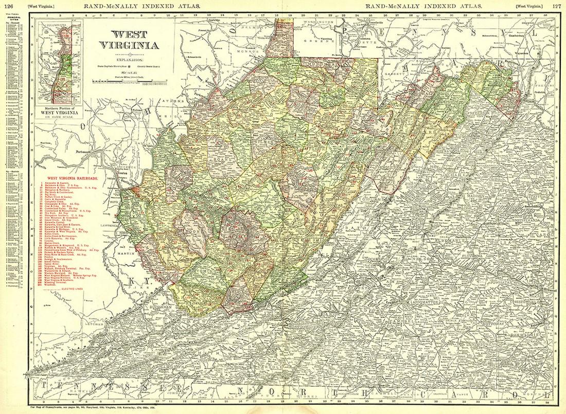 Rand, Mcnally & Co.'s New Business Atlas Map Of West Virginia.