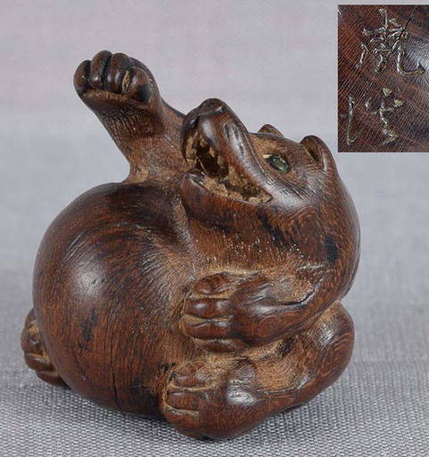 19c netsuke TANUKI badger by KOKEI from FHC collection of 1923 (#0003 ...
