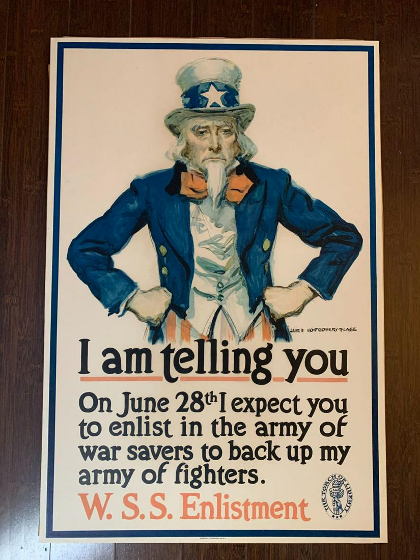 Uncle Sam - Art by James Montomery Flagg (1917) 20.125" x 30" US WWI ...
