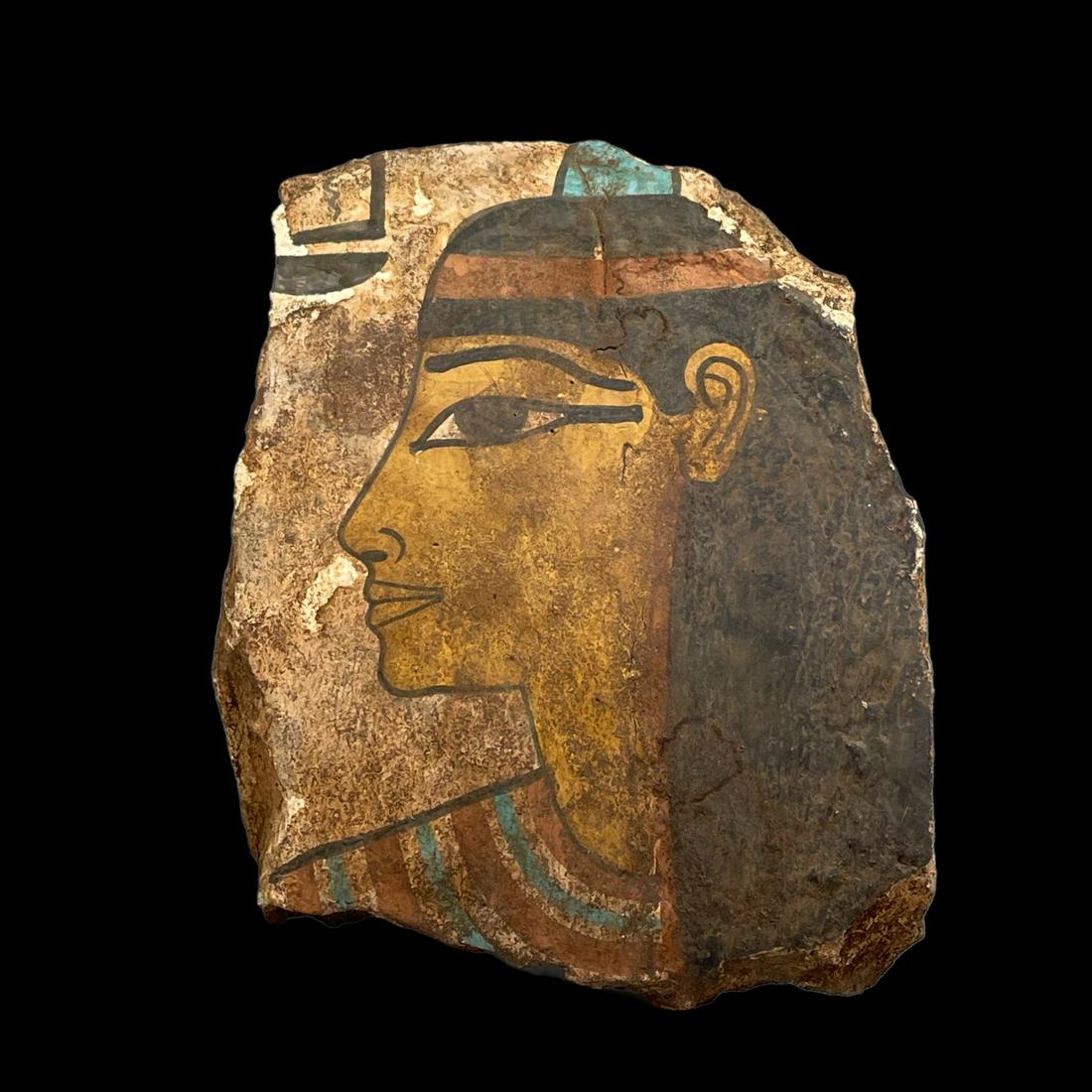 Ancient Egyptian Antique Stone Fragment With Pharaonic Woman Face