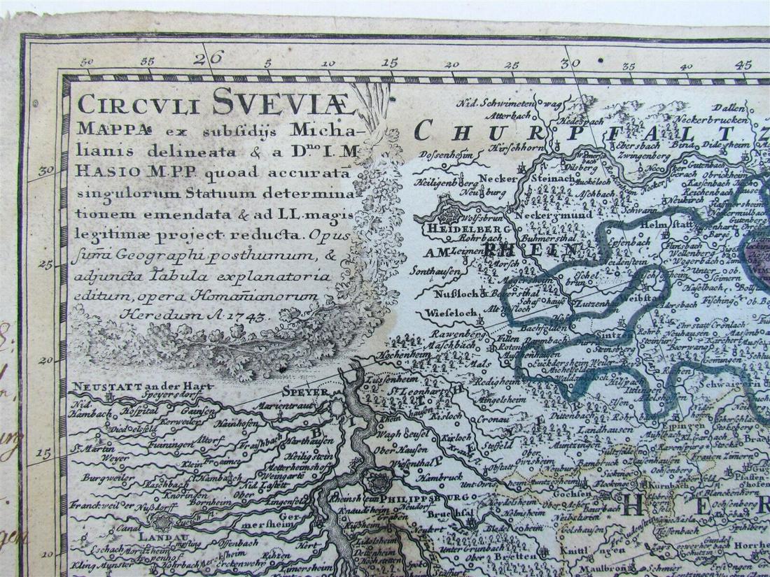 1743 antique MAP of SWABIA GERMANY 18th CENTURY CIRCULI SVEVIAE (#0326 ...