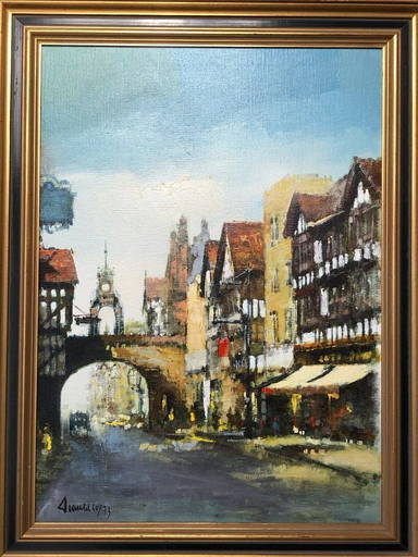 Atmospheric Oil Painting Historic Chester Eastgate Street Clock After ...