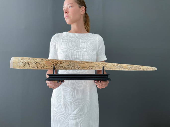 Stunning Engraved Swordfish Rostrum Marine Motif