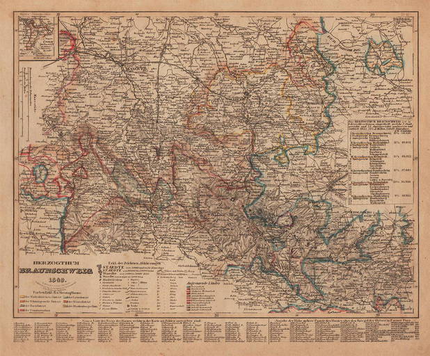 Map of Duchy of Brunswick in Germany, Meyer 1849 (#0008) on Dec 21 ...