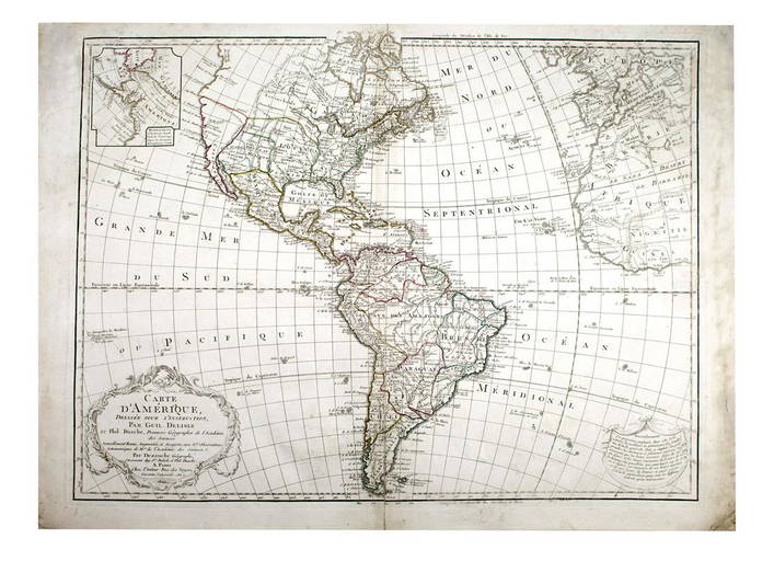 Guillaume De L'Isle Philippe Buache Large Antique French Map of the ...