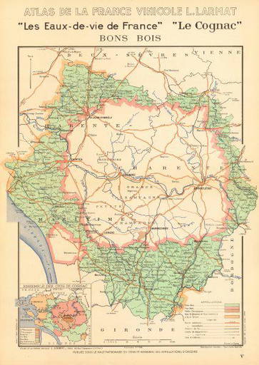 COGNAC BRANDY MAP Bons Bois. Eaux-de-vie. Charente Maritime. LARMAT ...