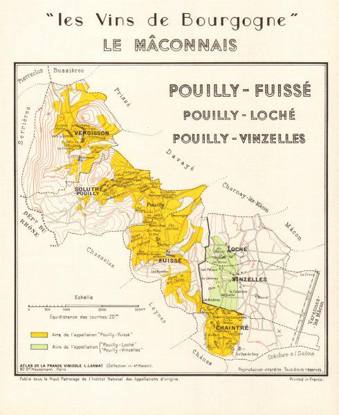 Burgundy Bourgogne Wine Map Pouilly Fuissé/loché/vinzelles Mâconnais ...