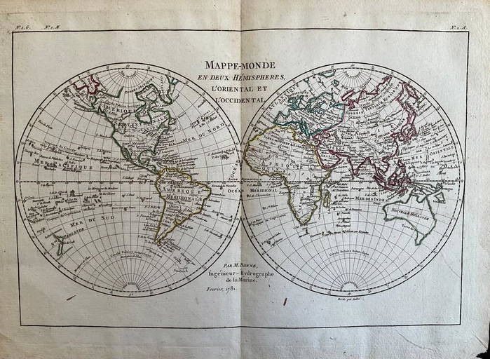 Northwest passage, World Map 1790 by Bonne (#0019) on Dec 27, 2022 ...
