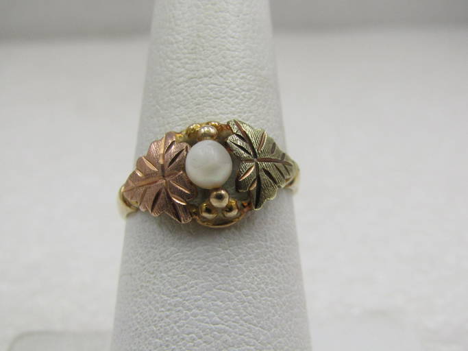 Vintage 10kt, Black Hills Gold Pearl Ring, Sz. 7, Landstrom's (#0254 ...