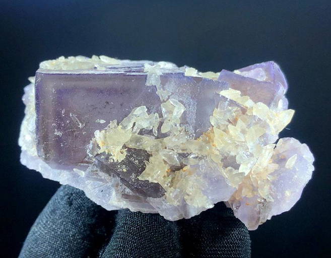 Purple Phantom Fluorite With Calcite Spray, Mineral Specimen, Natural ...