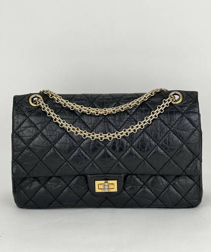 Chanel Bag 2.55 Reissue 226 Flap Quilted Aged Black Calfskin Shoulder ...