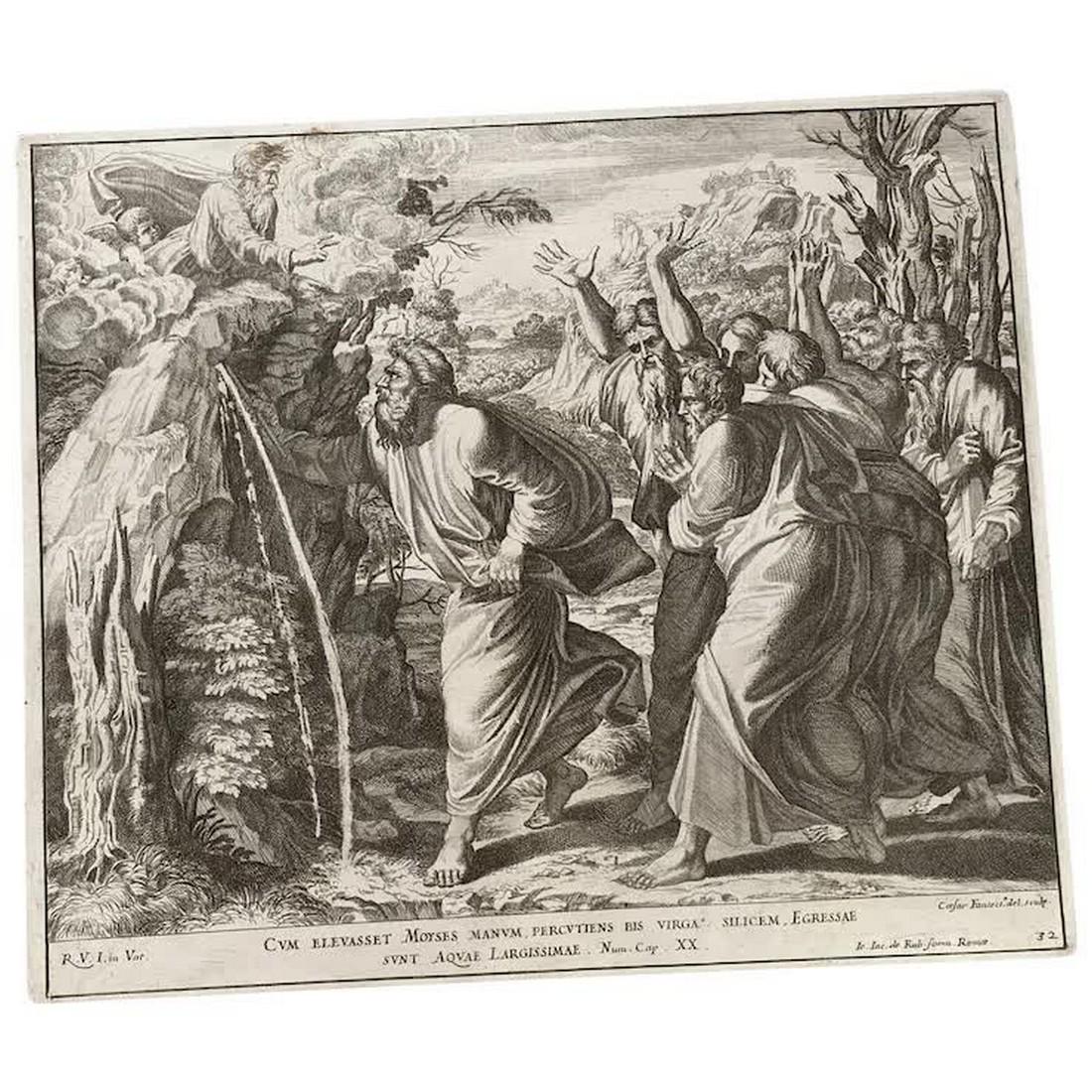 Moses strikes the rock of water - 1674 engraving (#0036) on Jan 04 ...