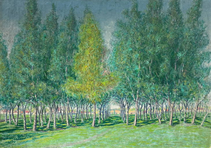 Very Large 1930's French Impressionist Signed Oil - Avenue of Green ...