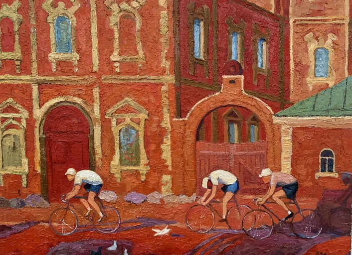 Abstract Oil Painting Cycle Race Monogram