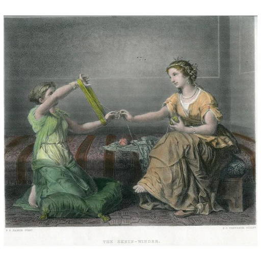 The Skein Winder. After J.l. Hamon. Engraved By J.c. Thevenin (1868)
