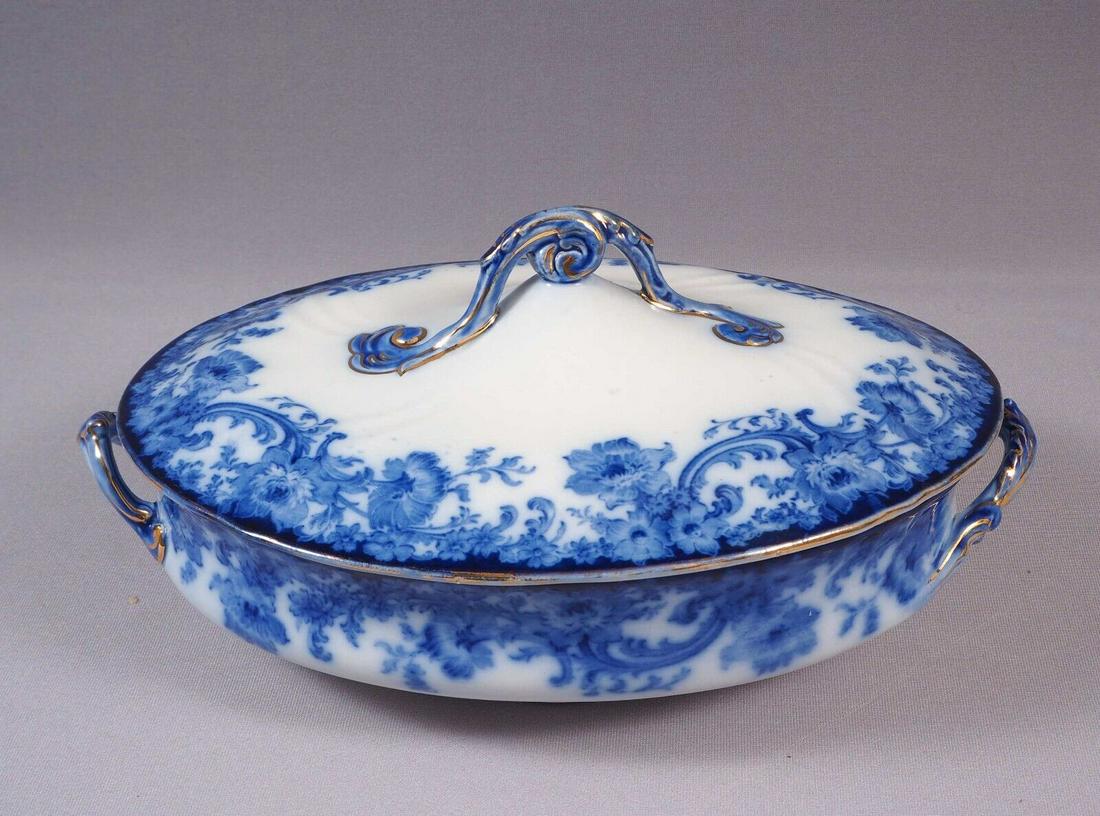 Antique Doulton Burslem Cobalt Flow Blue Melrose Victorian 1890s Bowl ...