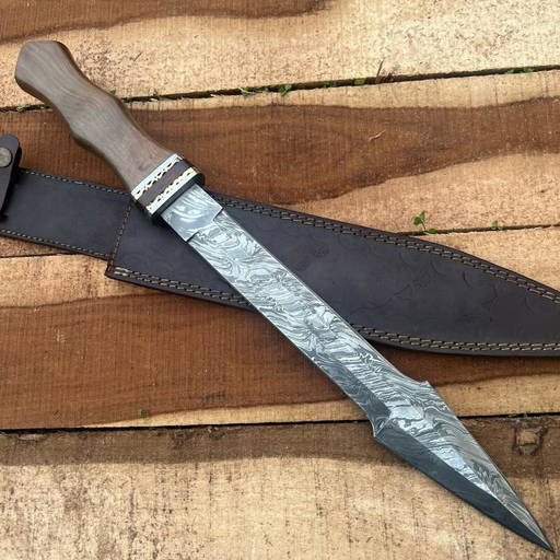 Handmade Glaive Saber Damascus Steel Sword Hunting