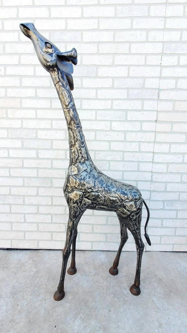 Vintage Steel Patchwork Giraffe Statue