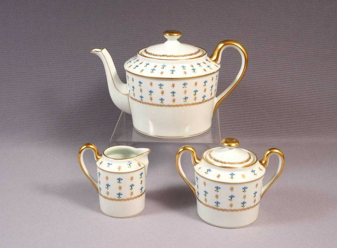 A. Raynaud Ceralene Limoges Vieux Nyon Teapot Creamer Jug Sugar Bowl ...