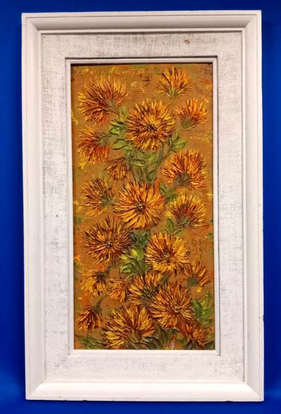 Doris Adams Mid Cent Pallet Knife Oil Yellow Flowers Tim Burton's Hs ...