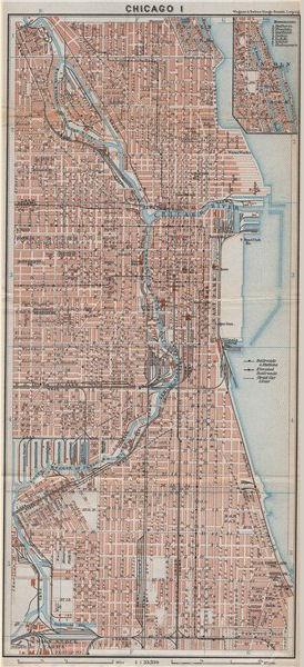 Downtown Chicago City Plan. Near North/south Side Loop Greektown 1909 ...