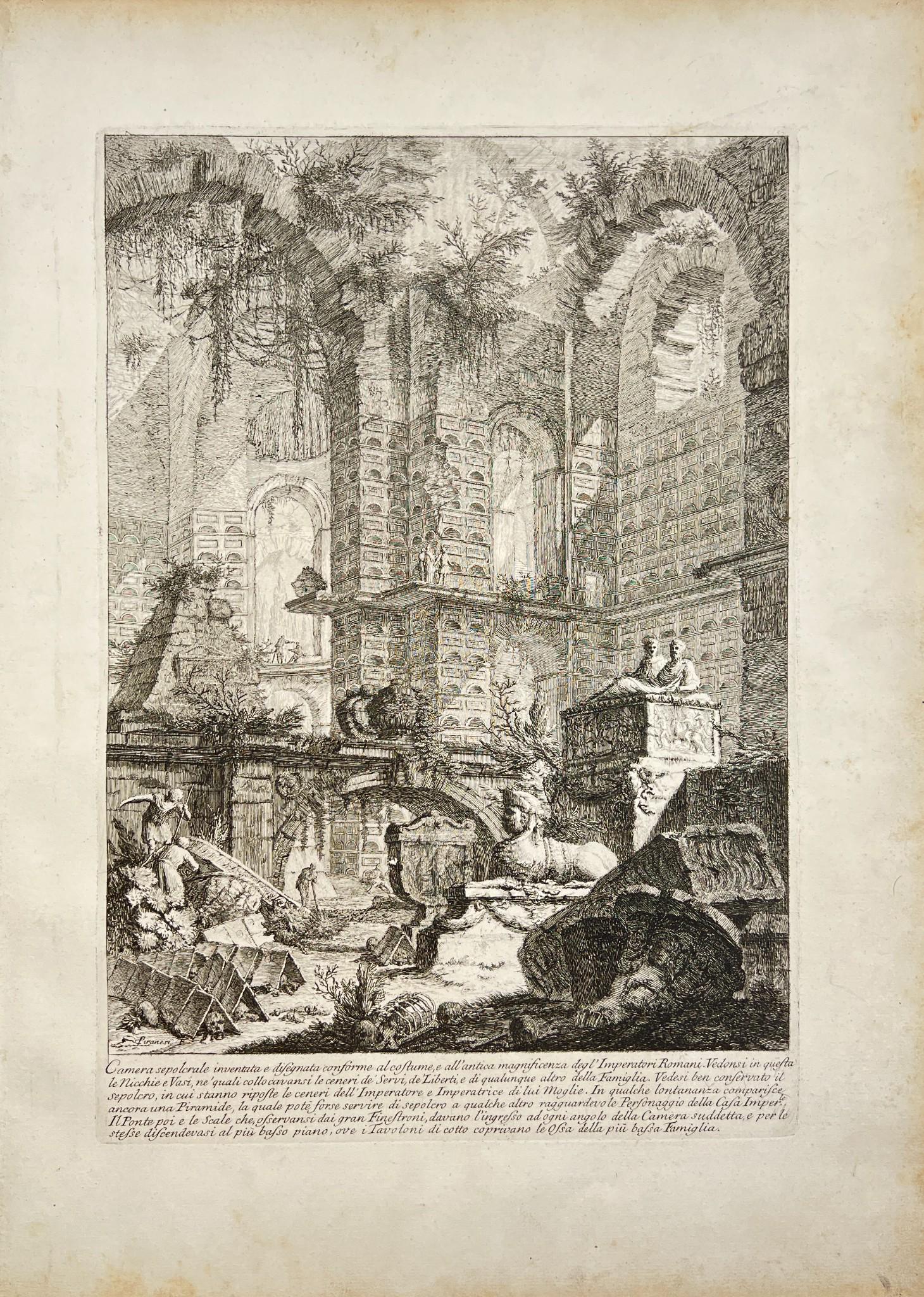 Antique Engraving Architecture Perspective Sepulchral Chamber Piranesi