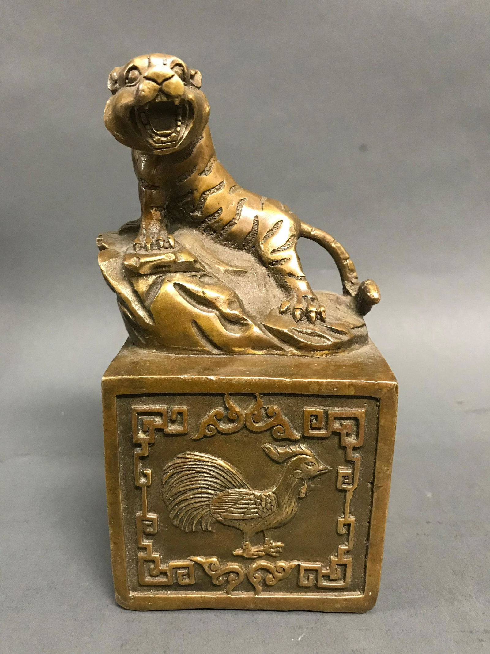 Bronze Tiger Seal/chop Sculpture