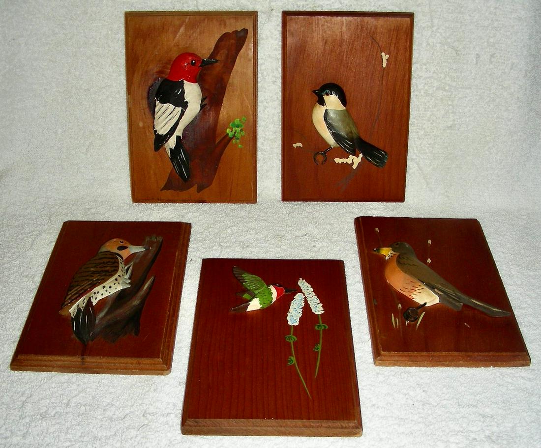 5 Carved Wooden Bird Plaques by J. Jones - Feb 24, 2023 | Jasper52 in NY